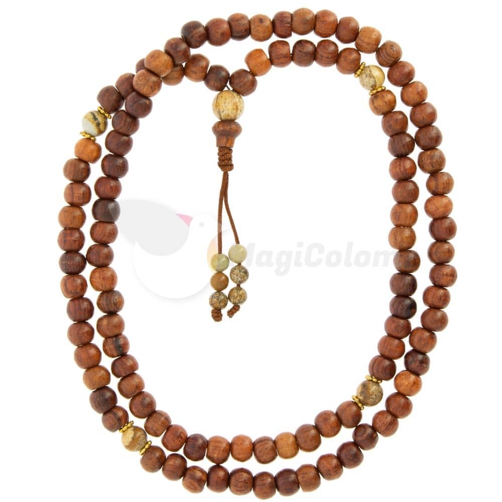 Mala Ananda de pterocarpus y jaspe madera - Tienda esotérica MagiColom