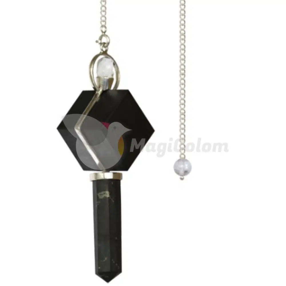 Péndulo Shungit Punta Hexagonal y Cuadrado - Tienda esotérica MagiColom
