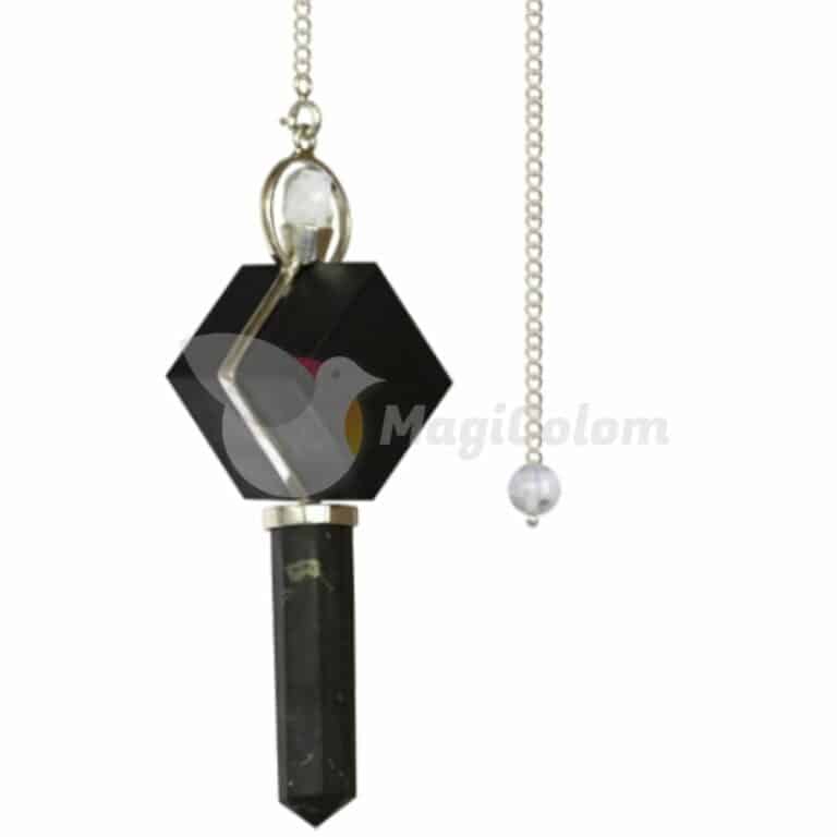Péndulo Shungit Punta Hexagonal y Cuadrado - MagiColom Tienda esotérica